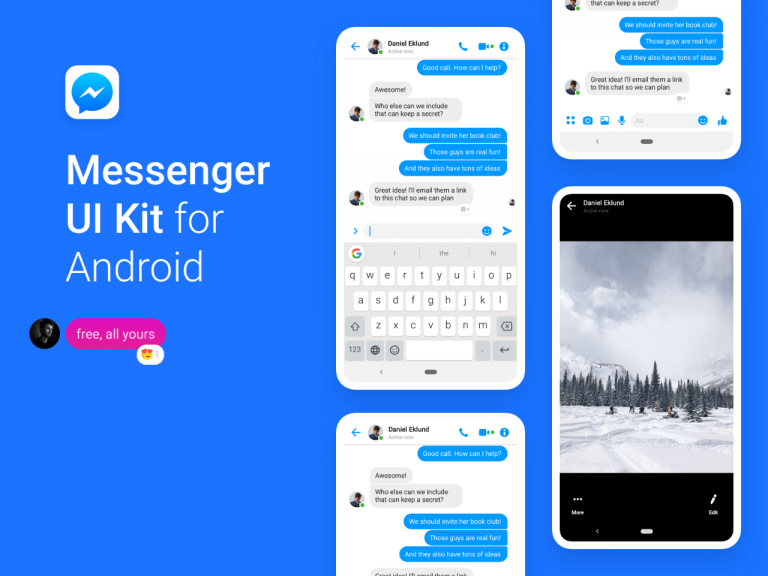 Android Facebook Messenger UI Kit - Free Sketch Resource | Sketch Elements