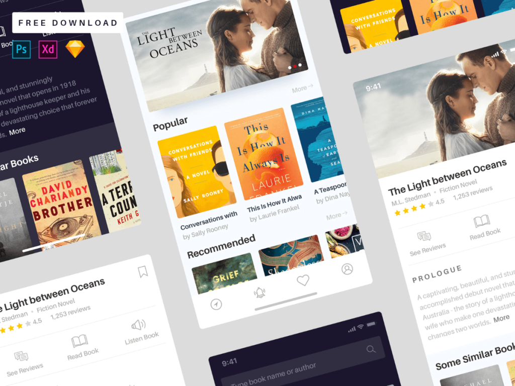 Book Concept App - Free Sketch Resource | Sketch Elements
