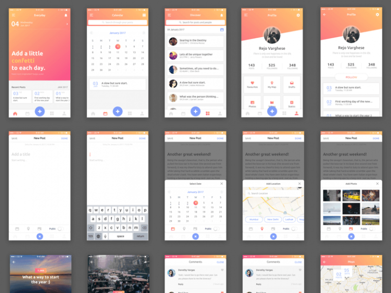 Everyday iOS Journal App - Free Sketch Resource | Sketch Elements