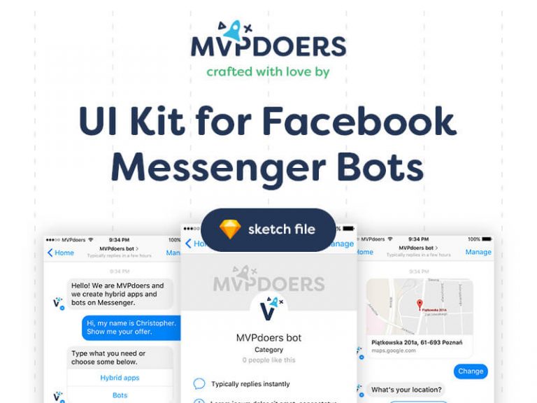 Facebook Messenger UI Kit - Free Sketch Resource | Sketch Elements