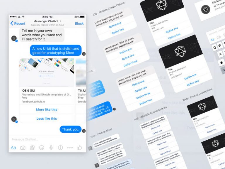 Facebook Messenger UI Kit for Chatbots - Free Sketch Resource | Sketch ...