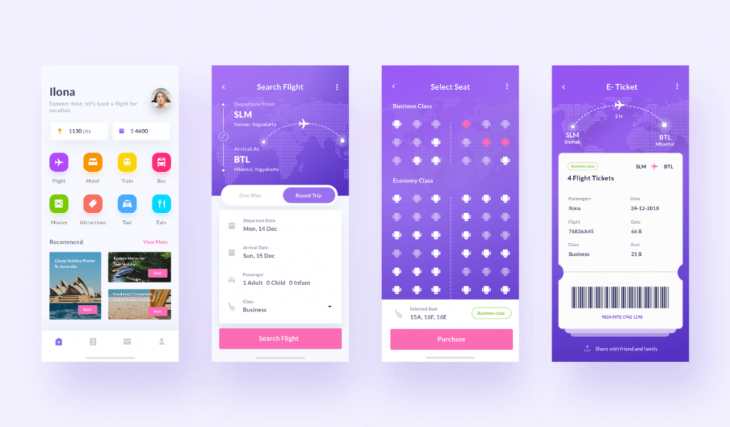 Flight App UI Kit - Free Sketch Resource | Sketch Elements