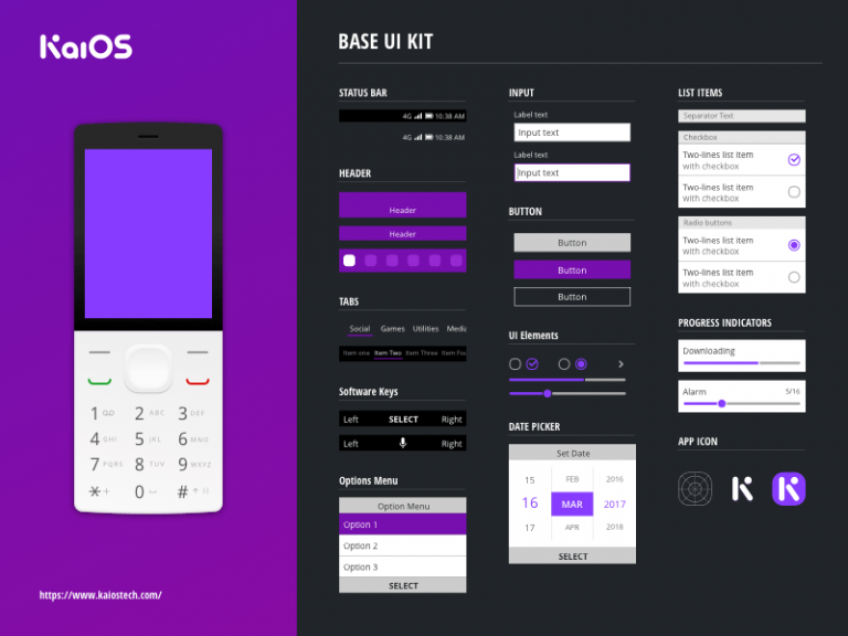 KaiOS UI Kit - Free Sketch Resource | Sketch Elements