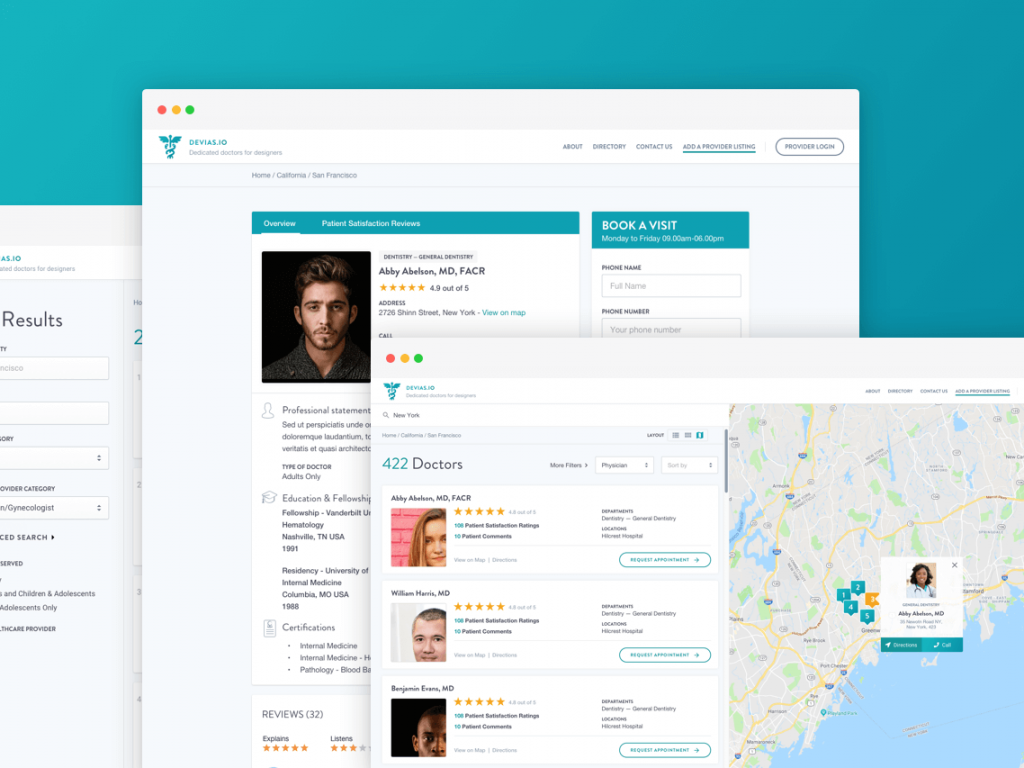 Medical Directory UI Kit - Free Sketch Resource | Sketch Elements