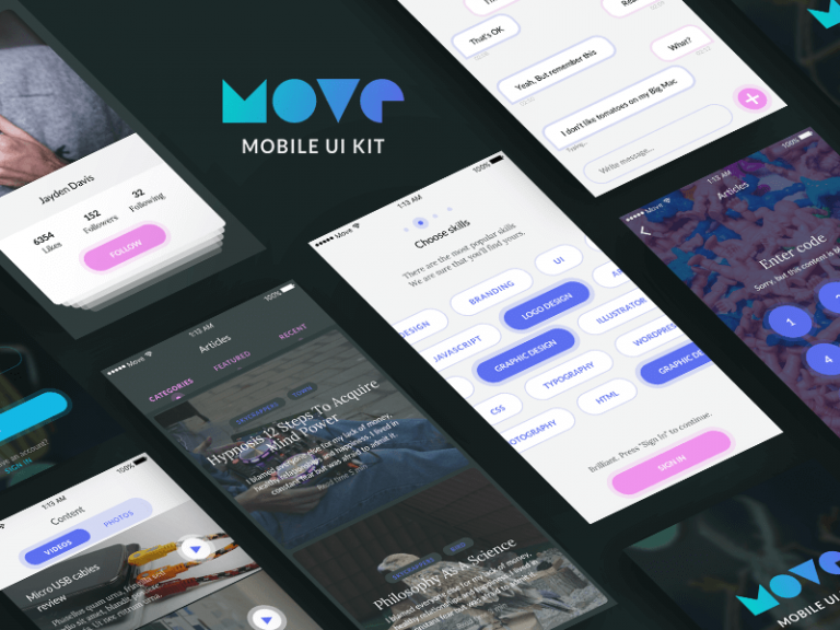 Move iOS UI Kit - Free Sketch Resource | Sketch Elements