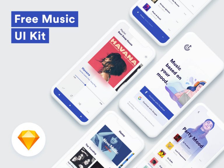 Music App UI Kit - Free Sketch Resource | Sketch Elements