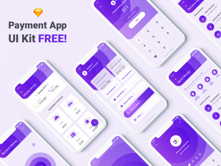 Payment App UI Kit - Free Sketch Resource | Sketch Elements