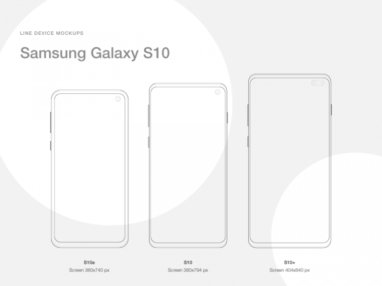 Samsung Galaxy S10, S10+ and S10e Line Mockup - Free Sketch Resource ...