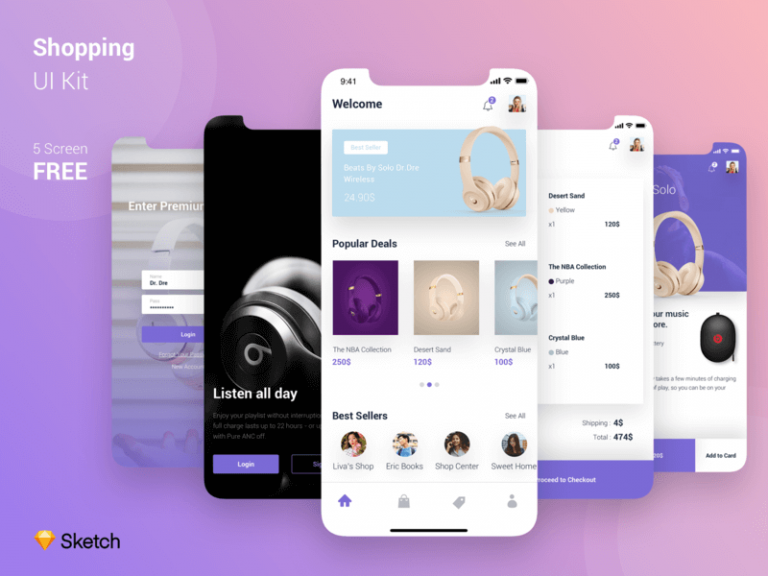 Shopping App UI Kit - Free Sketch Resource | Sketch Elements