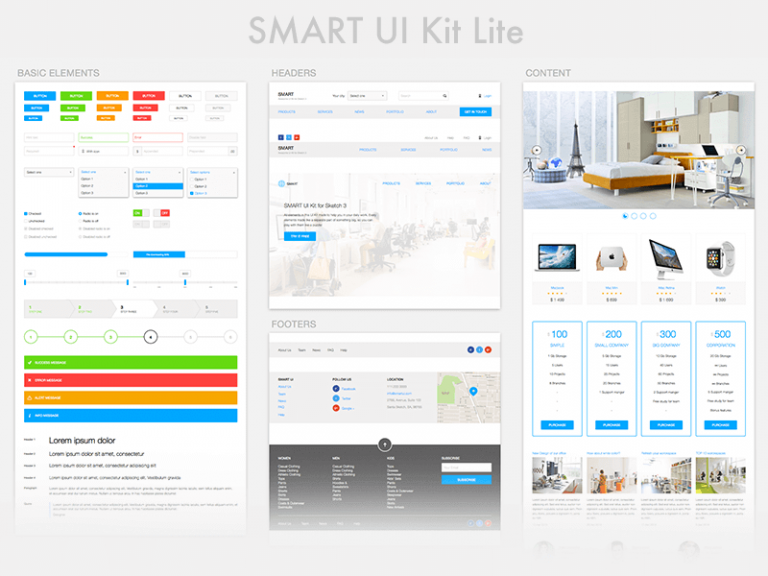 SMART UI Kit Lite - Free Sketch Resource | Sketch Elements