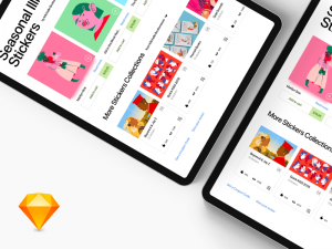 Stickers Shop App UI Kit - Free Sketch Resource | Sketch Elements