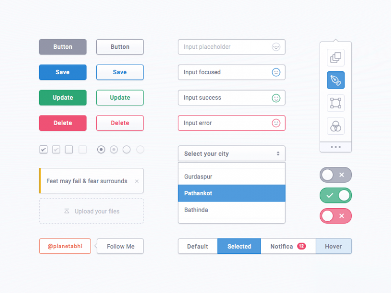 Tiny Flat UI Kit - Free Sketch Resource | Sketch Elements