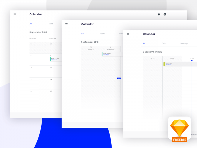 Web Calendar UI - Free Sketch Resource | Sketch Elements