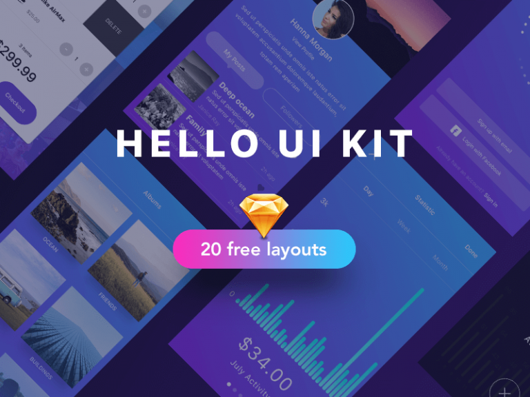 Hello UI Kit Sample - Free Sketch Resource | Sketch Elements