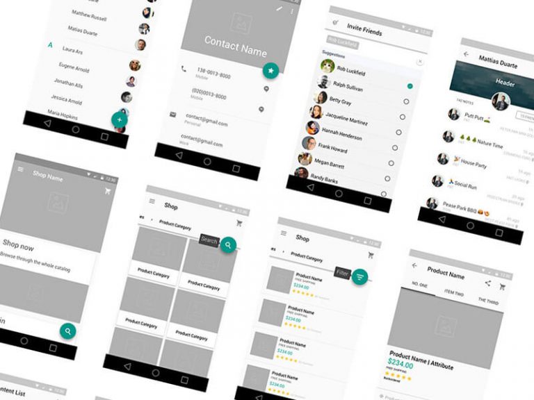 Material Design Wireframe Kit v2 - Free Sketch Resource | Sketch Elements