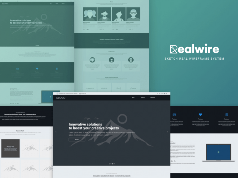 Realwire Wireframe Demo Kit - Free Sketch Resource | Sketch Elements