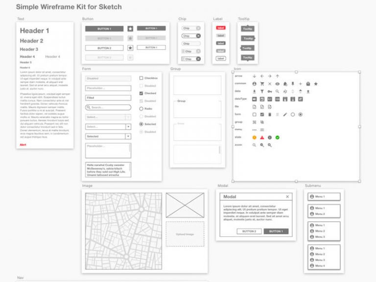 Simple Wireframe Kit - Free Sketch Resource | Sketch Elements