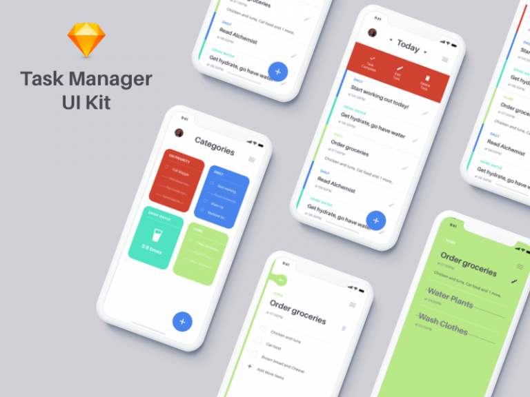 Task Manager UI Kit - Free Sketch Resource | Sketch Elements