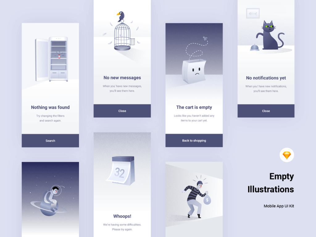 Empty States Illustrations - Free Sketch Resource | Sketch Elements