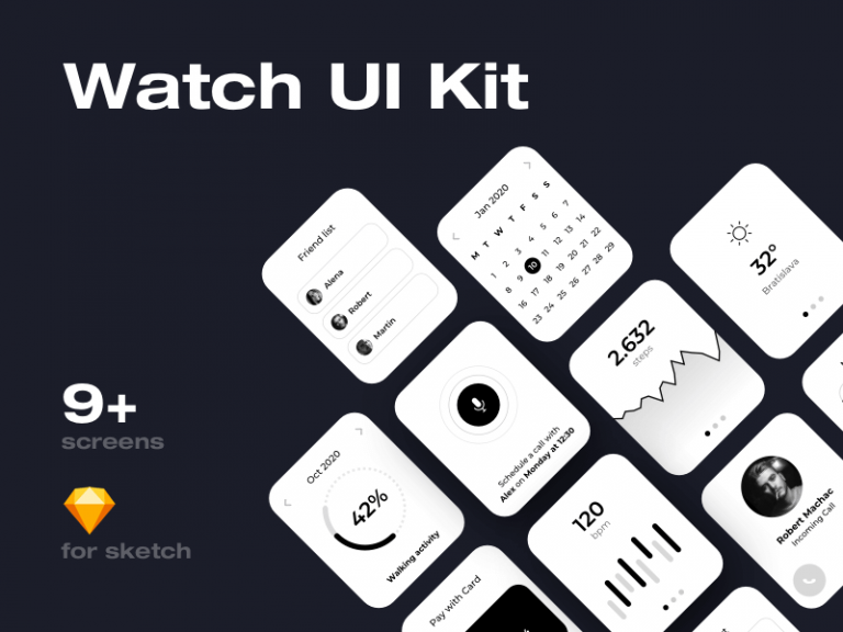Apple Watch UI Kit - Free Sketch Resource | Sketch Elements