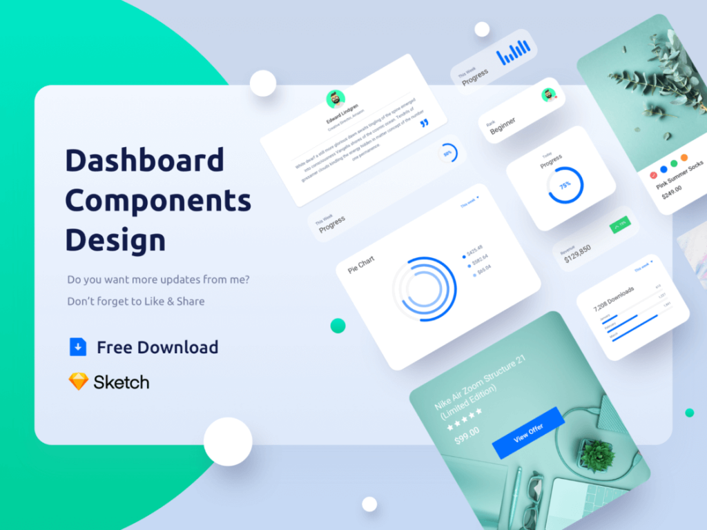 Dashboard Components Design - Free Sketch Resource | Sketch Elements