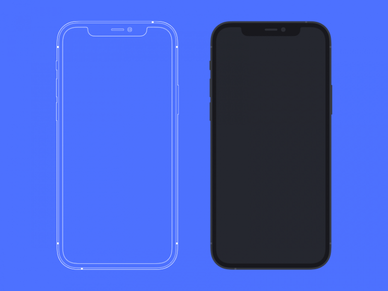 iPhone 12 Pro Mockup - Flat and Outlined - Free Sketch Resource ...