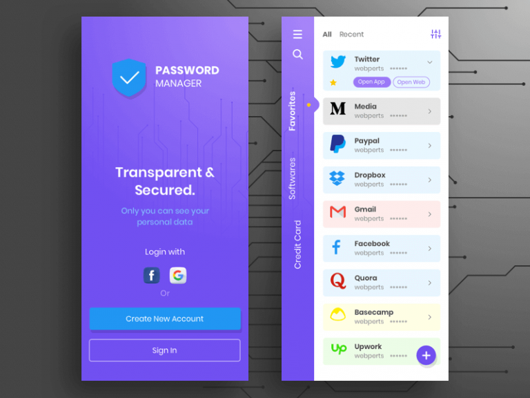 Password Manager App - Free Sketch Resource | Sketch Elements
