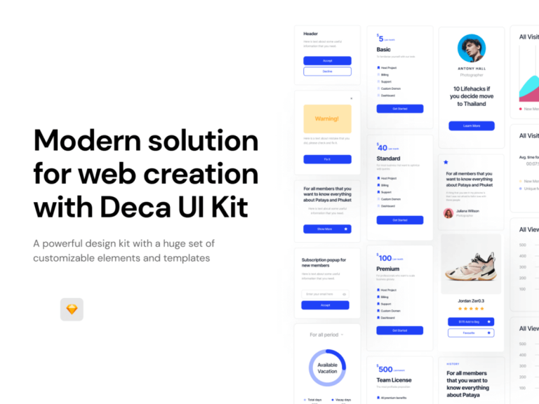Deca UI Kit - Free Sketch Resource | Sketch Elements