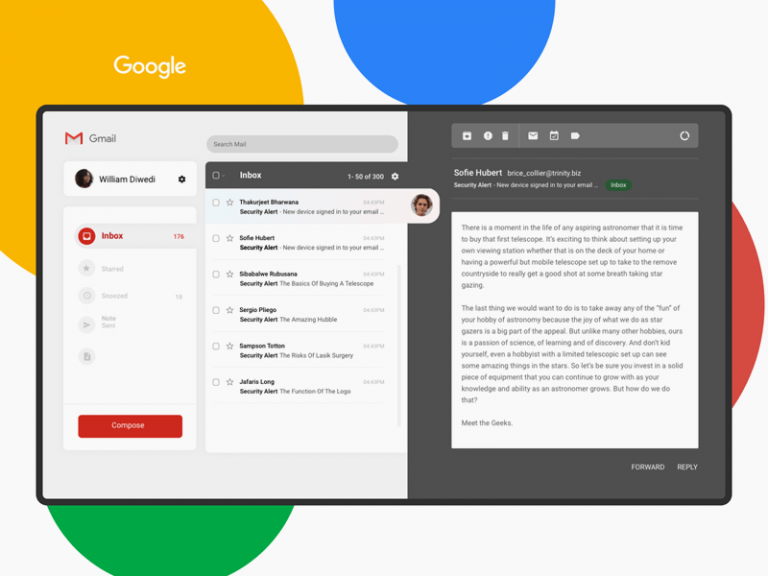 Gmail Desktop Concept - Free Sketch Resource | Sketch Elements