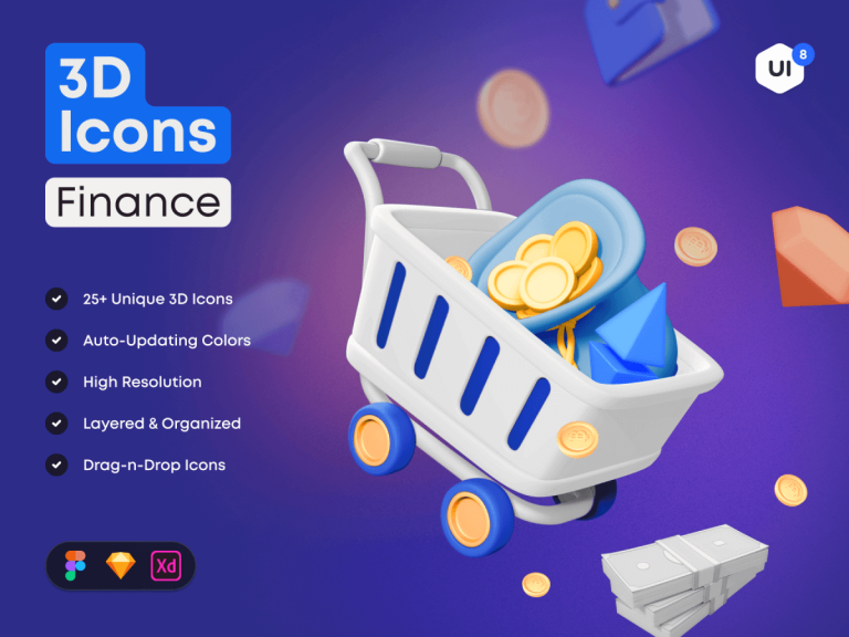 Finance 3D Icon Pack - Free Sketch Resource | Sketch Elements
