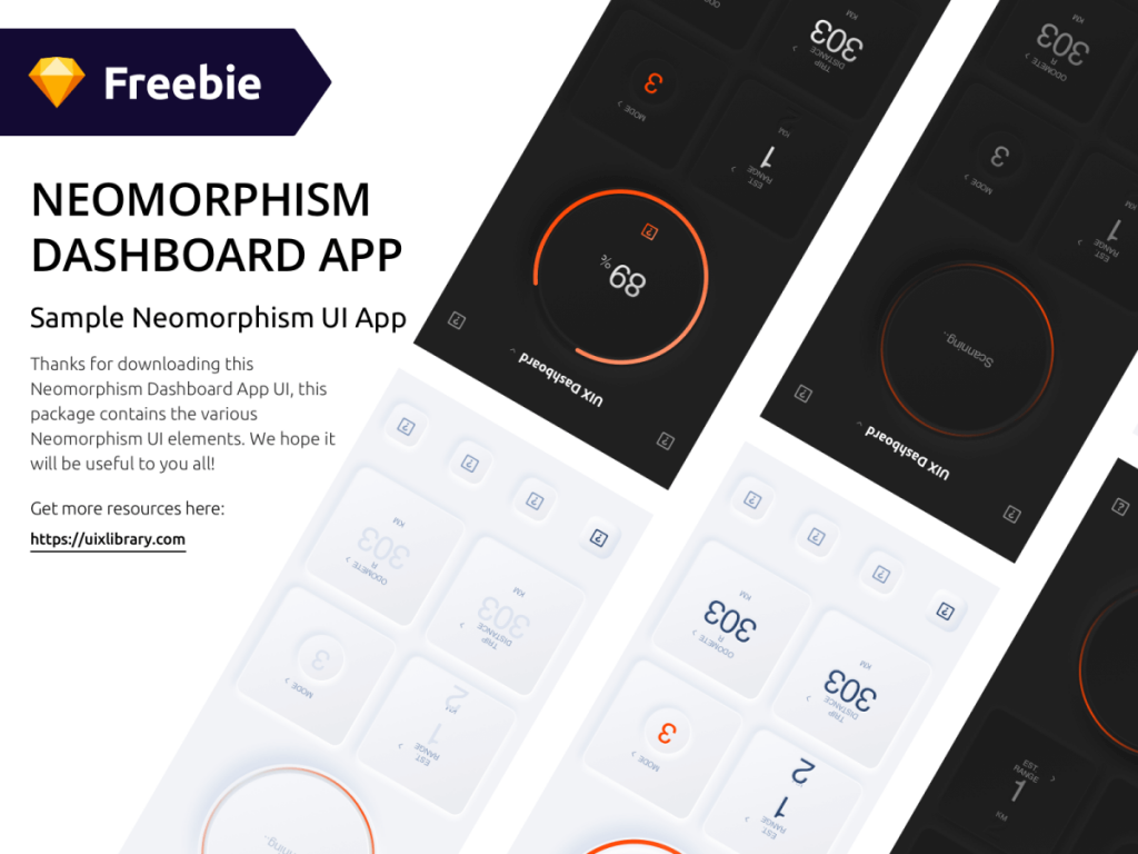 Neomorphism Dashboard App - Free Sketch Resource | Sketch Elements