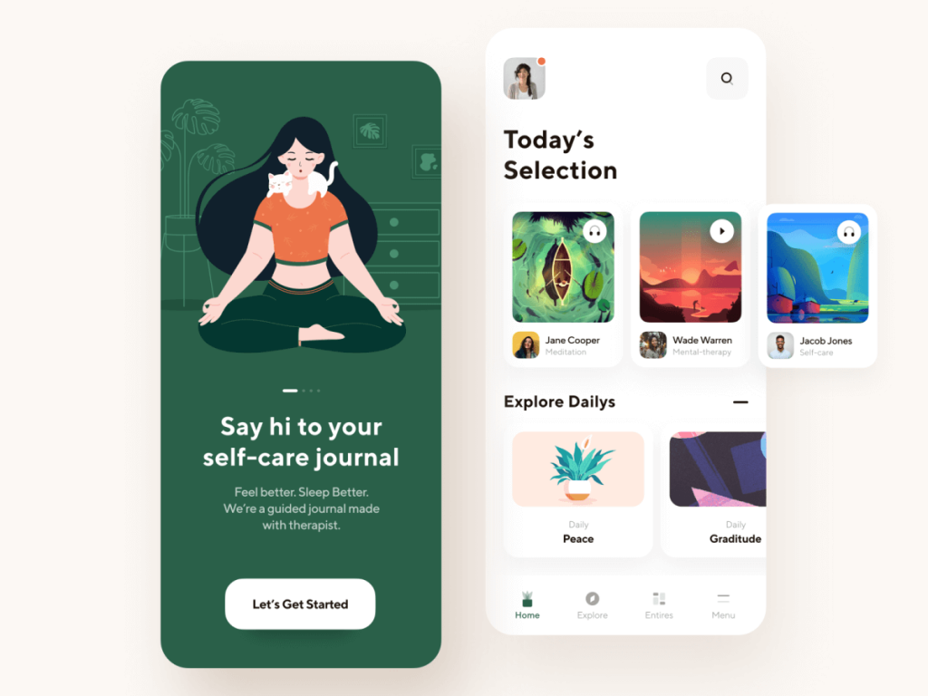 Self Care Mobile App UI Kit - Free Sketch Resource | Sketch Elements