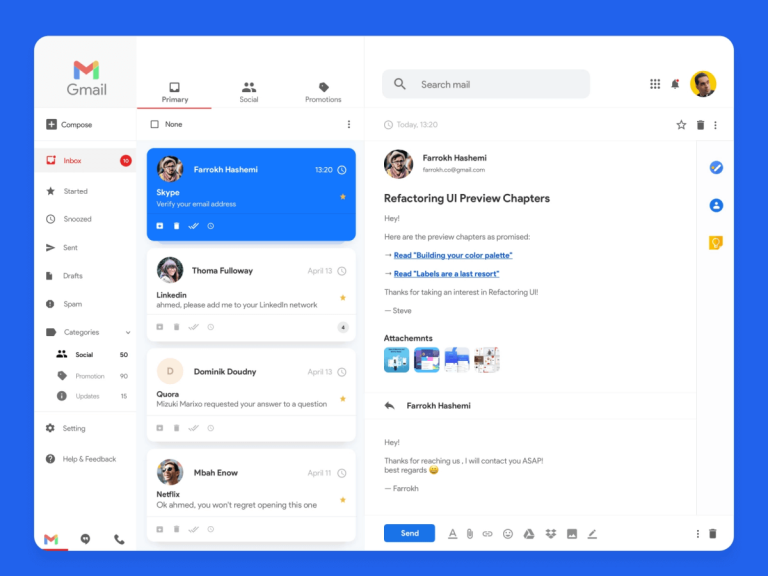 Gmail Redesign Concept - Free Sketch Resource | Sketch Elements